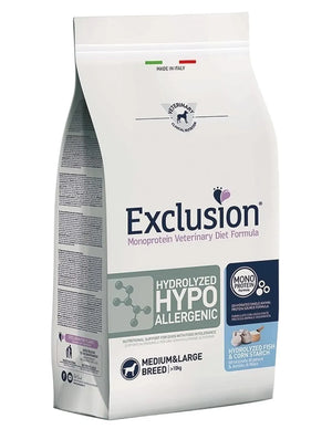 EXCLUSION VETERINARY DIET Per Cani HYDROLYZED HYPOALLERGENIC Pesce e M