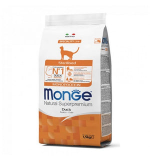 MONGE NATURAL ADULT STERILIZED ANATRA 1,5KG | AnimalovePetShop.com