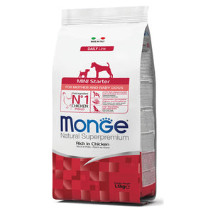 MONGE NATURAL MINI STARTER POLLO E RISO 1,5KG | AnimalovePetShop.com