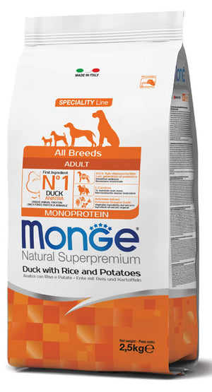 MONGE NATURAL ALL BREEDS ADULT ANATRA, RISO E PATATE 12KG ...