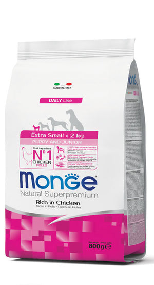 MONGE NATURAL EXTRA SMALL PUPPY POLLO E RISO 800GR | AnimalovePetShop.com